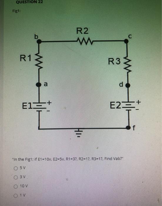 Solved QUESTION 3 b R2 w R1 R3 a d E1=+ E2= f HU "In the | Chegg.com
