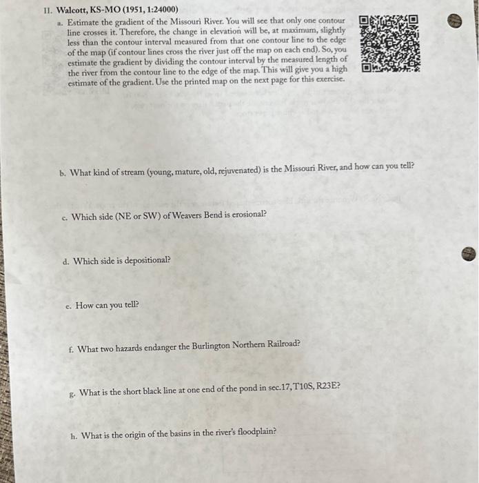 Solved II. Walcott, KS-MO (1951, 1:24000) a. Estimate the | Chegg.com