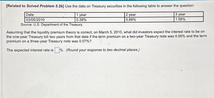 Solved [Related to Solved Problem 5.2b] Use the data on | Chegg.com