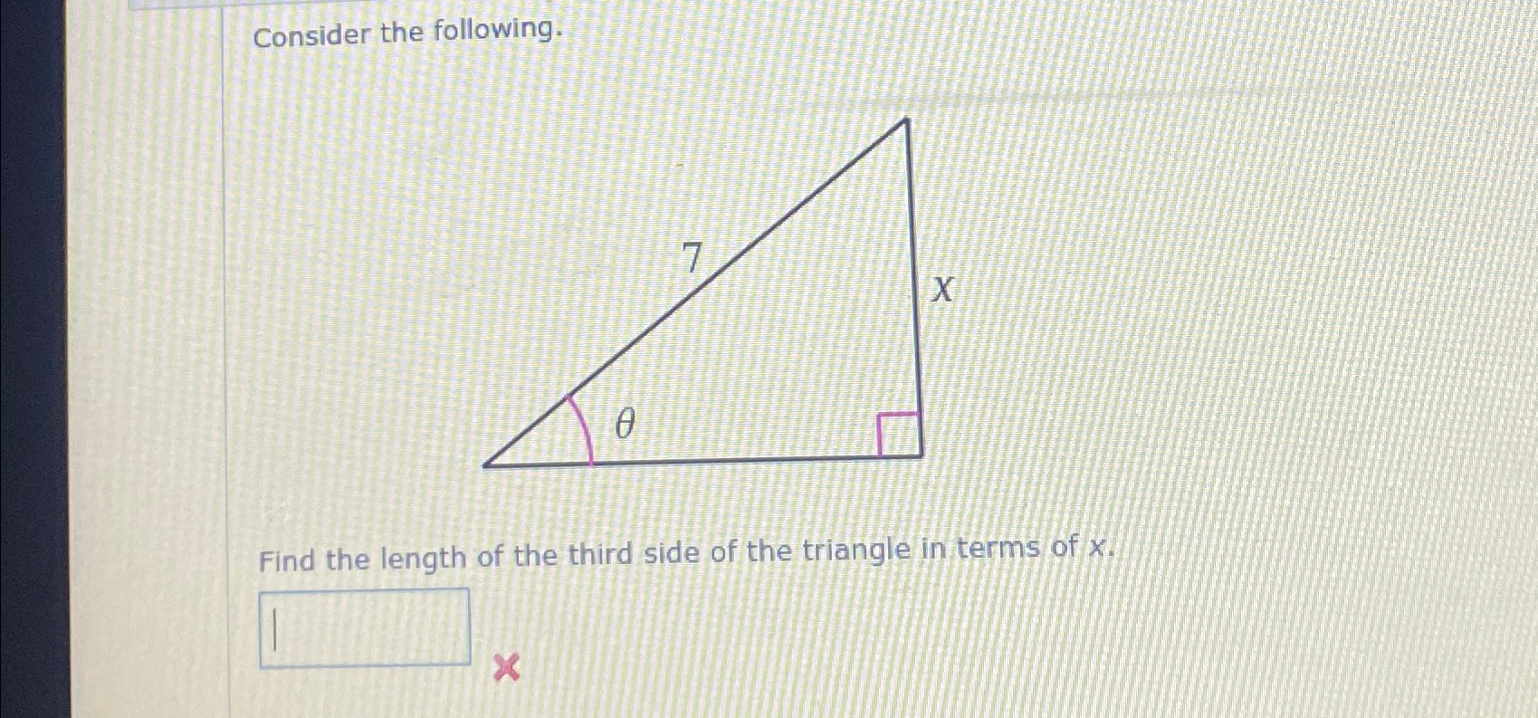 Solved Consider the following.Find the length of the third | Chegg.com