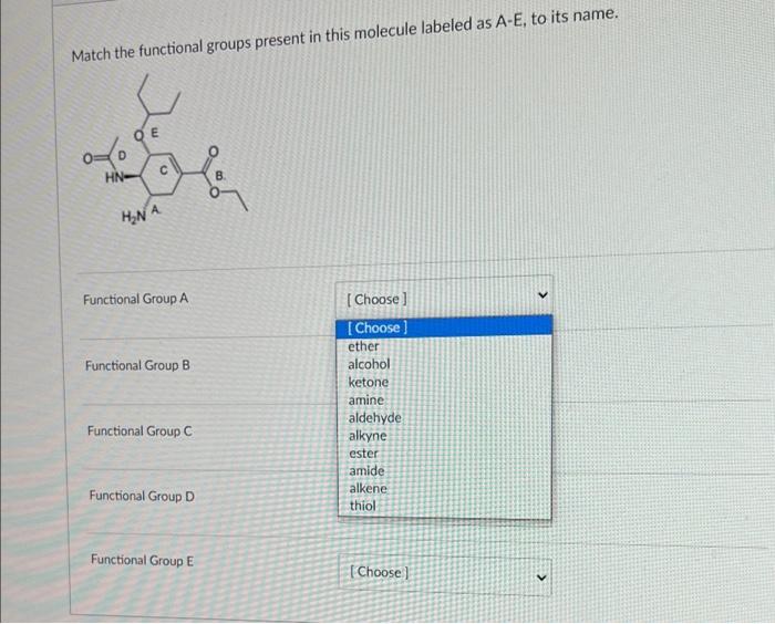 Solved Match the functional groups present in this molecule | Chegg.com