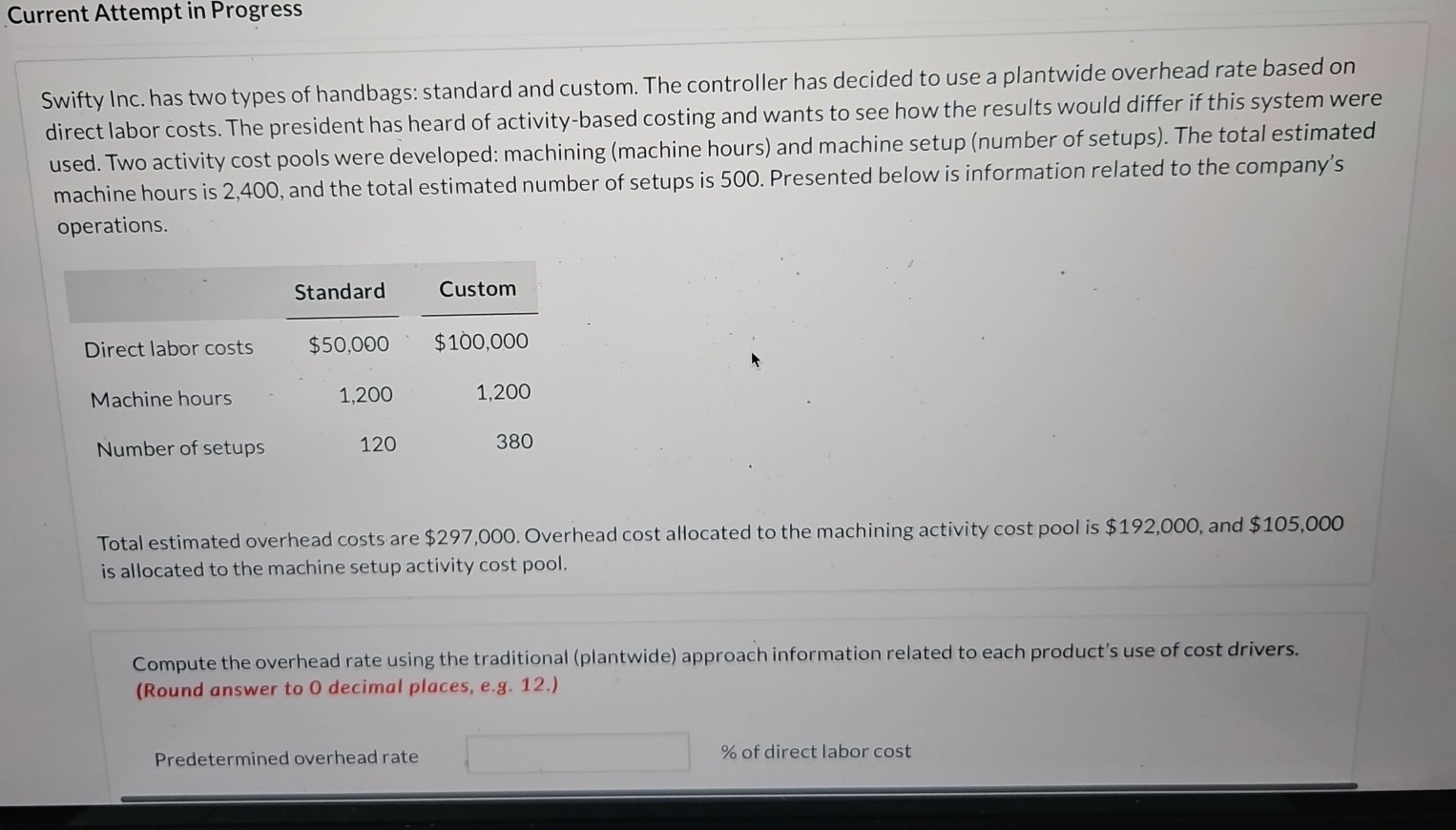 Solved Current Attempt in ProgressSwifty Inc. has two types | Chegg.com