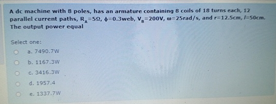 Solved A dc machine with 8 ﻿poles, has an armature | Chegg.com