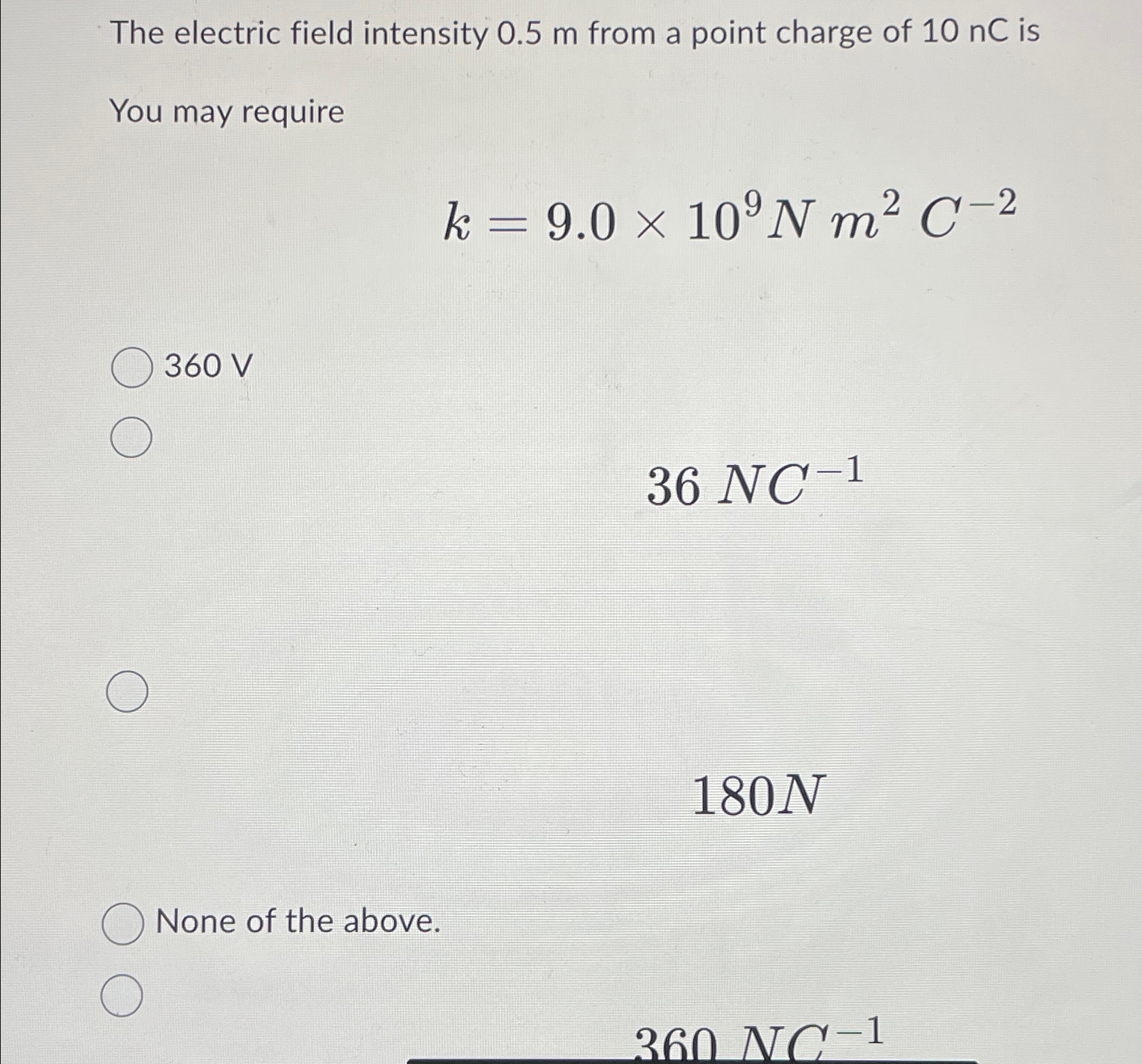 Solved The electric field intensity 0.5m ﻿from a point | Chegg.com