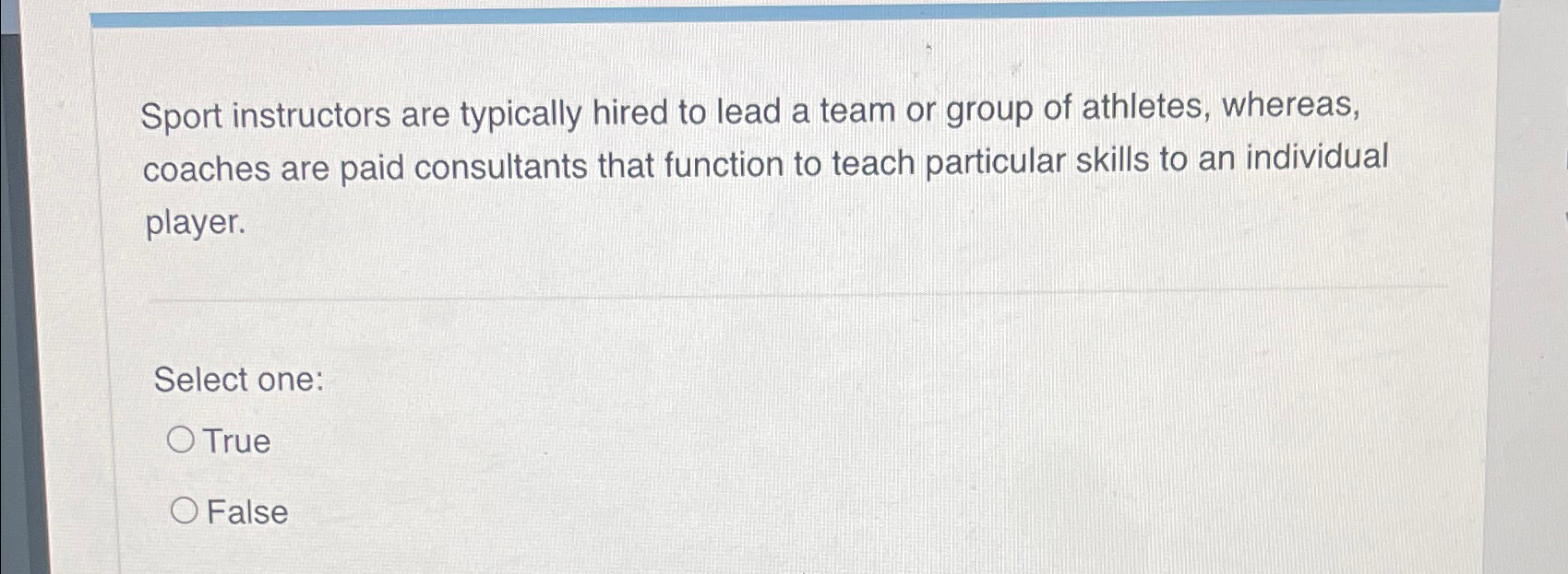 Solved Sport instructors are typically hired to lead a team | Chegg.com