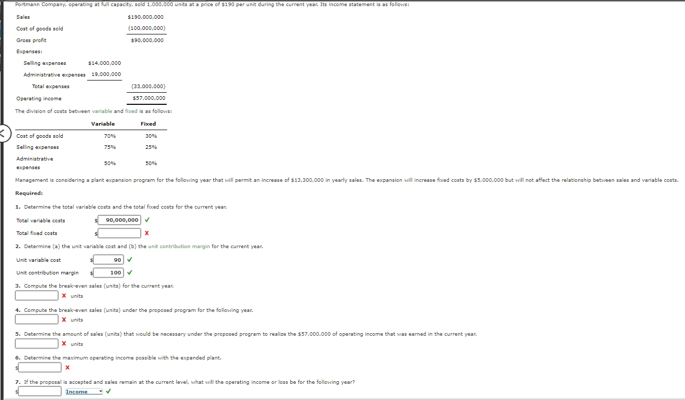 Solved The division of costs between variable and fixed is | Chegg.com