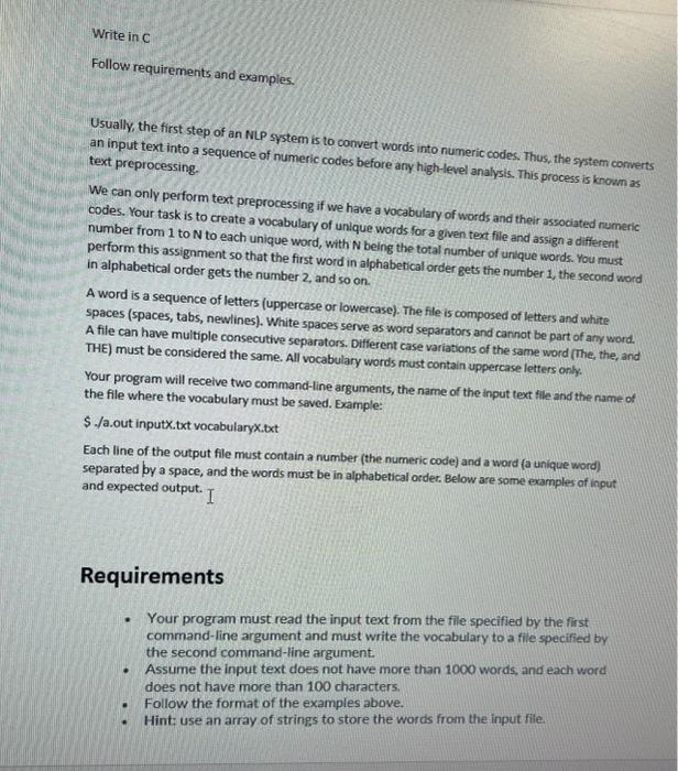 Solved code in c. follow requirements & make sure it runs | Chegg.com
