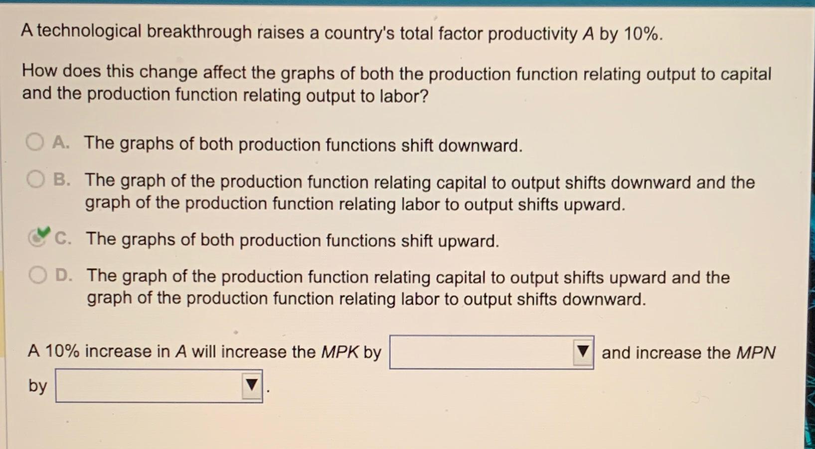 Solved A technological breakthrough raises a country's total | Chegg.com