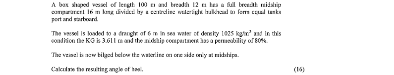 Solved A box shaped vessel of length 100 ﻿m and breadth 12 | Chegg.com