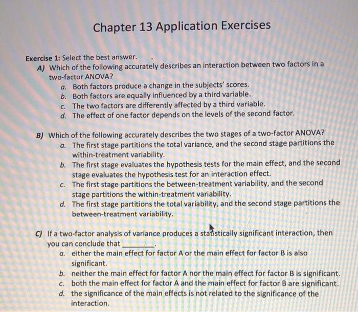 Solved Chapter 13 Application Exercises Exercise 1: Select | Chegg.com