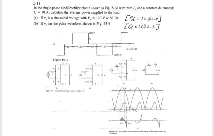 Solved Q.1) In the single-phase diode'rectifier circuit | Chegg.com