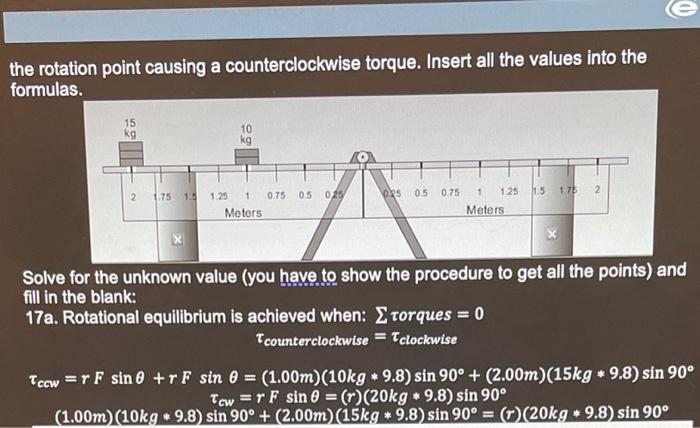 Solved the rotation point causing a counterclockwise torque. | Chegg.com