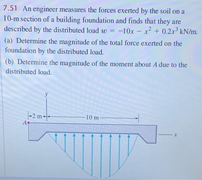 Solved 7.51 An engineer measures the forces exerted by the | Chegg.com
