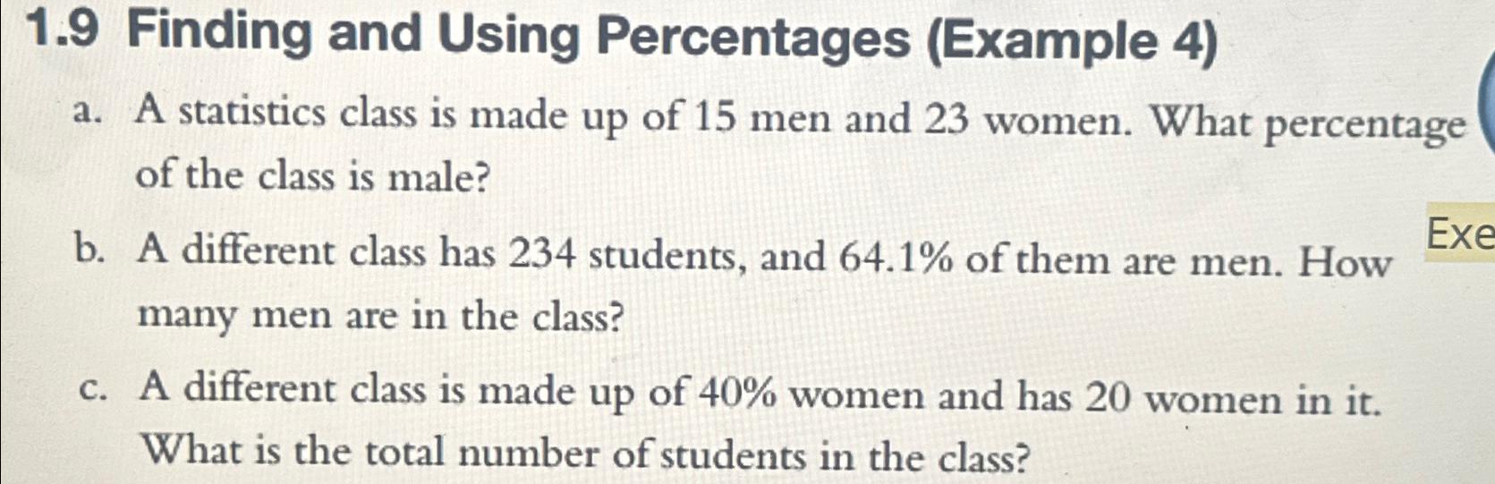 Solved 1.9 ﻿Finding and Using Percentages (Example 4)a. ﻿A | Chegg.com