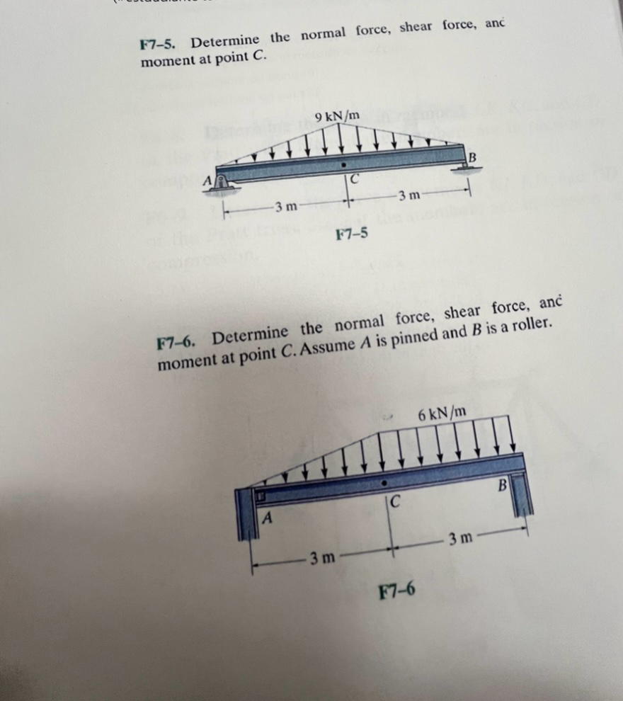 F7-5. Determine the normal force, shear force, anc | Chegg.com F7-5. Determine the normal force, shear force, anc | Chegg.com