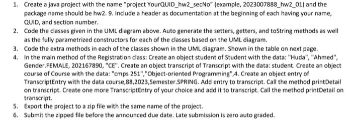 Solved 1 Create A Java Project With The Name Project 