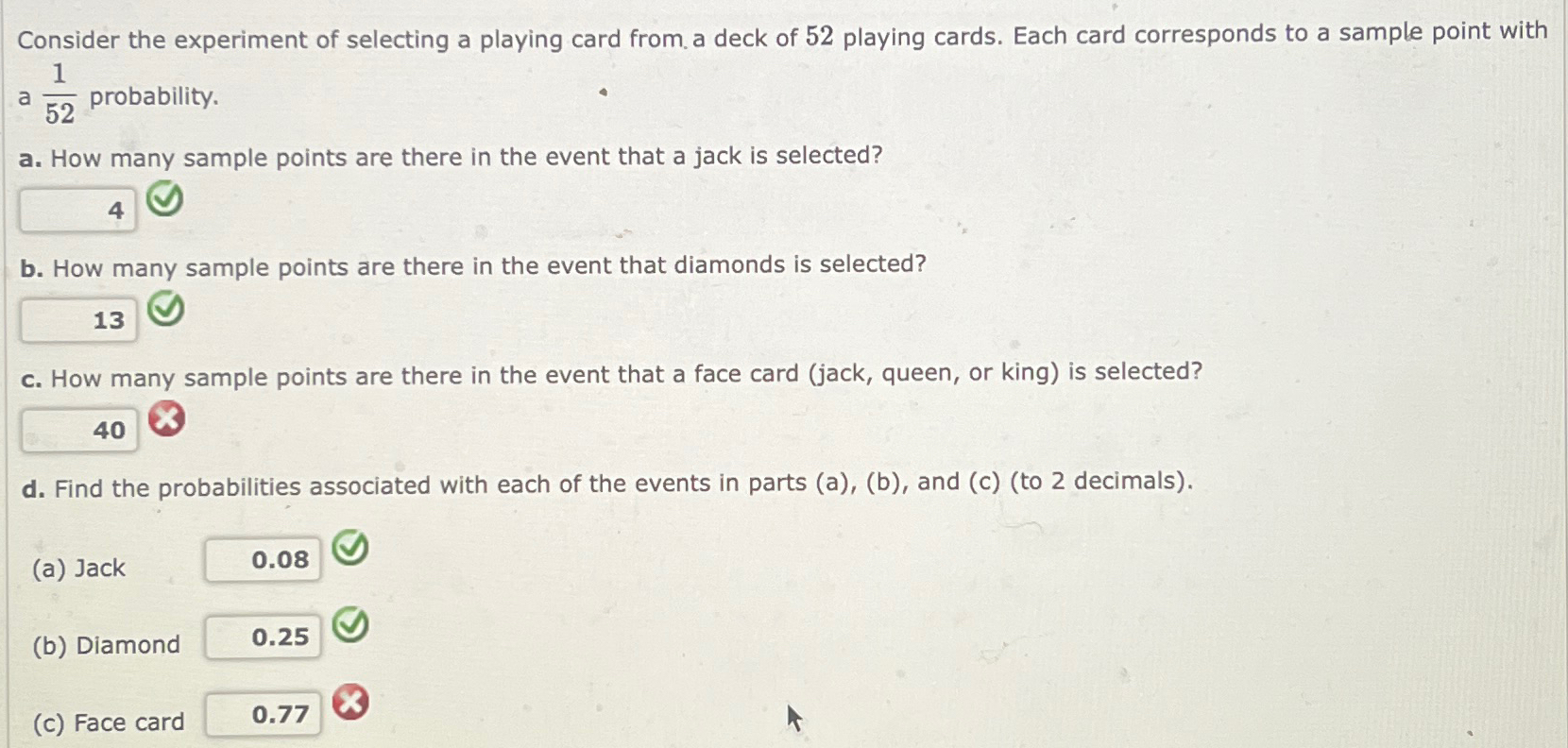 Solved Consider the experiment of selecting a playing card | Chegg.com