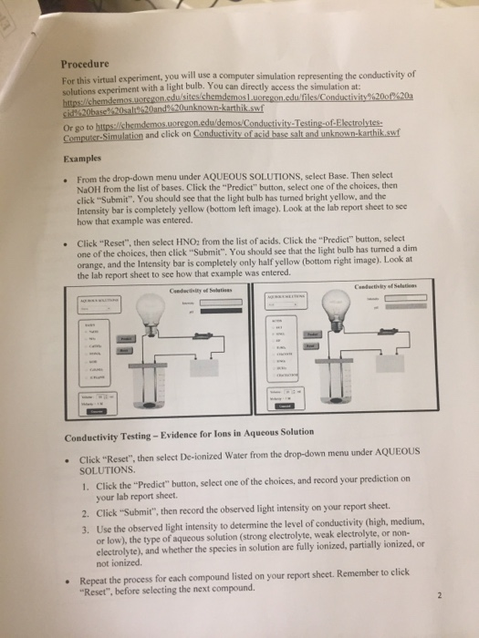 Solved Lab Partner Experiment Date Electrical Conductivity