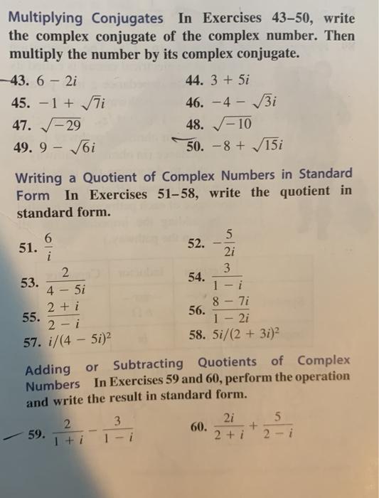 Solved Multiplying Conjugates In Exercises 43-50, write the | Chegg.com