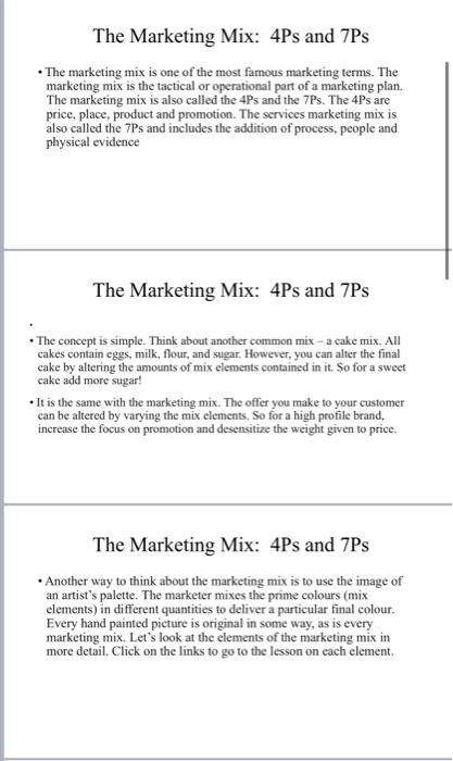 Solved The Marketing Mix: 4Ps and 7Ps 5. Physical Evidence | Chegg.com