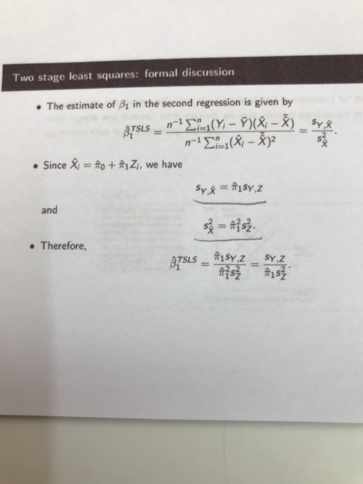 Solved Two stage least squares: formal discussion The | Chegg.com