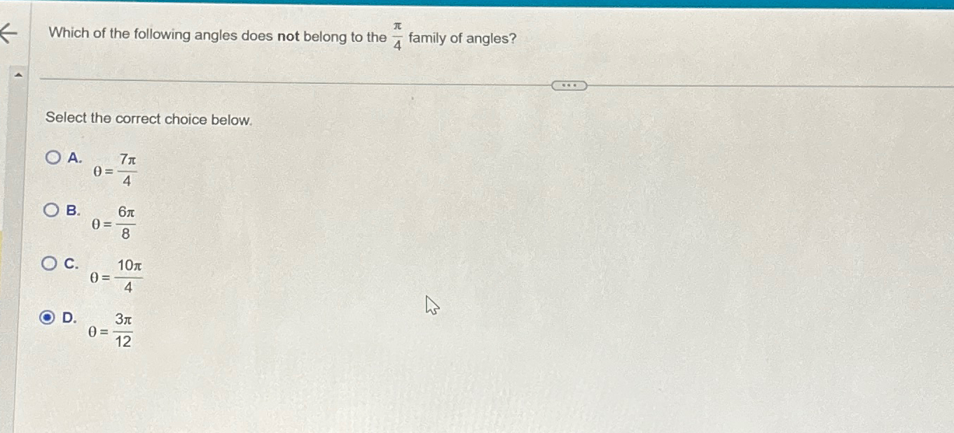 Solved Which of the following angles does not belong to the | Chegg.com