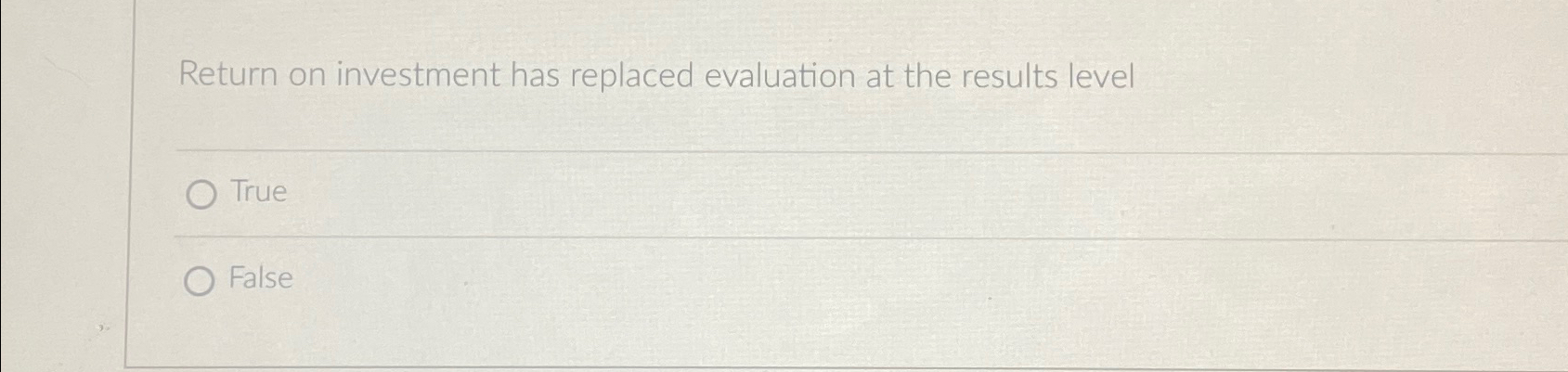 Solved Return on investment has replaced evaluation at the | Chegg.com