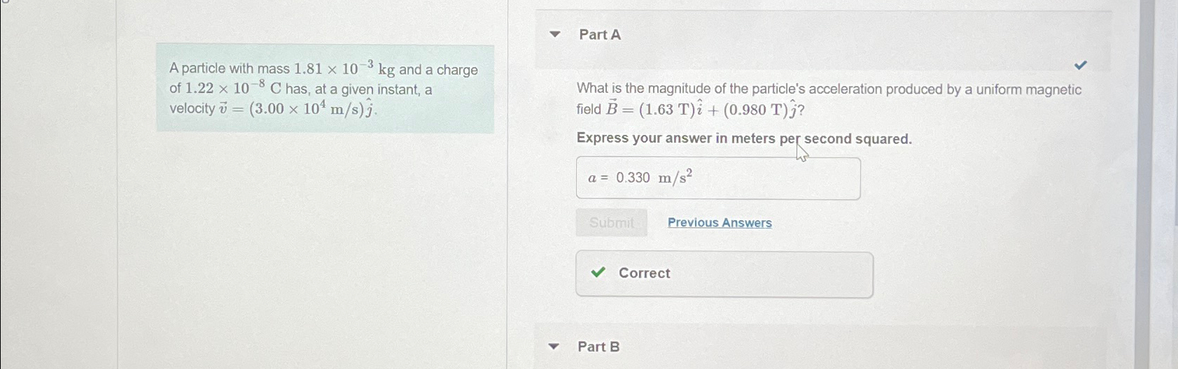 Solved A particle with mass 1.81×10-3kg ﻿and a charge of | Chegg.com