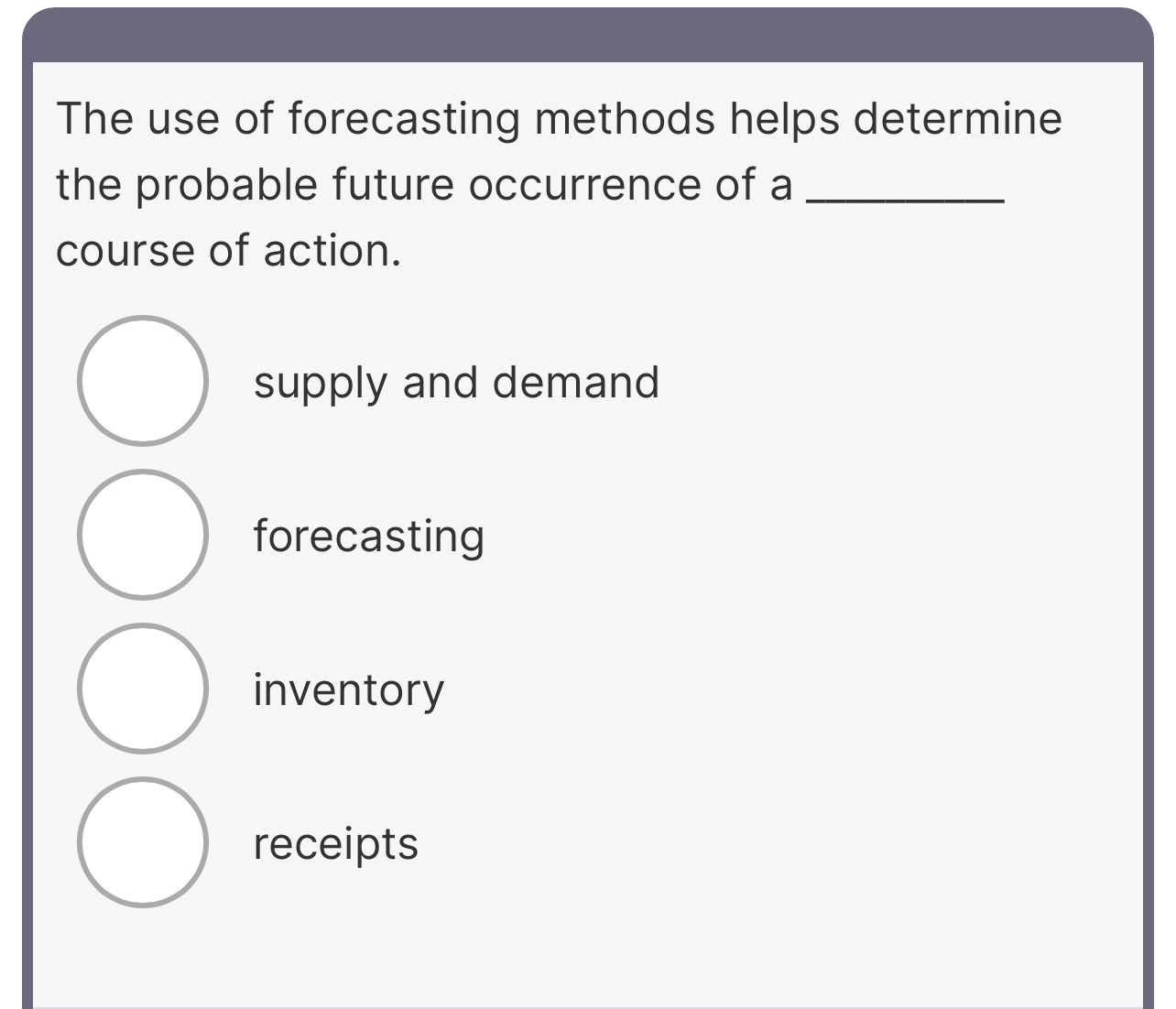 Solved The use of forecasting methods helps determine the | Chegg.com