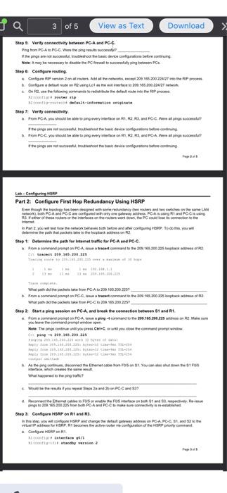 Solved Lab07 - Configuring HSRP Tepuloger Achidwavalew | Chegg.com