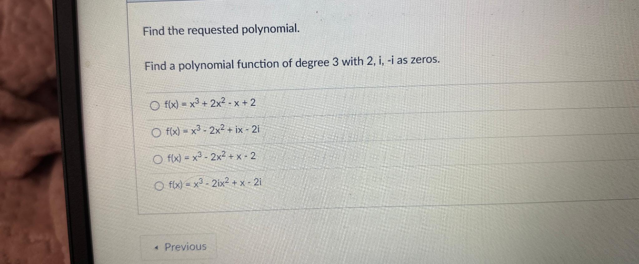 Solved Find the requested polynomial.Find a polynomial | Chegg.com