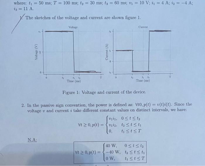 Solved The voltage for a device (using the passive sign | Chegg.com