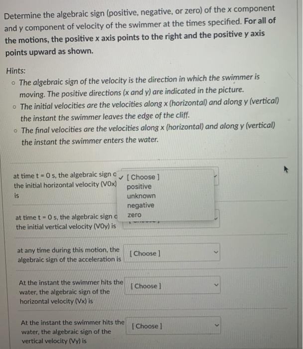 Solved Determine the algebraic sign (positive, negative, or | Chegg.com