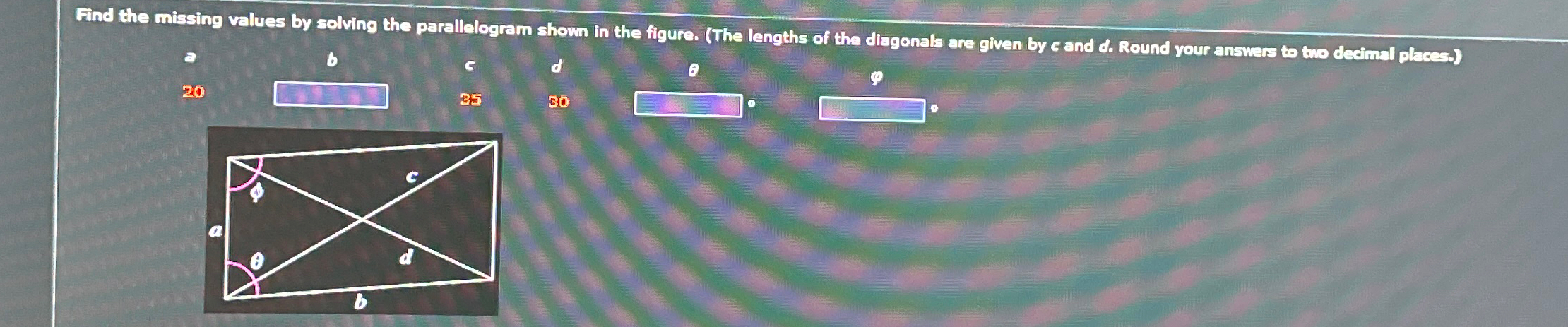 Solved Find the missing values by solving the parallelogram | Chegg.com