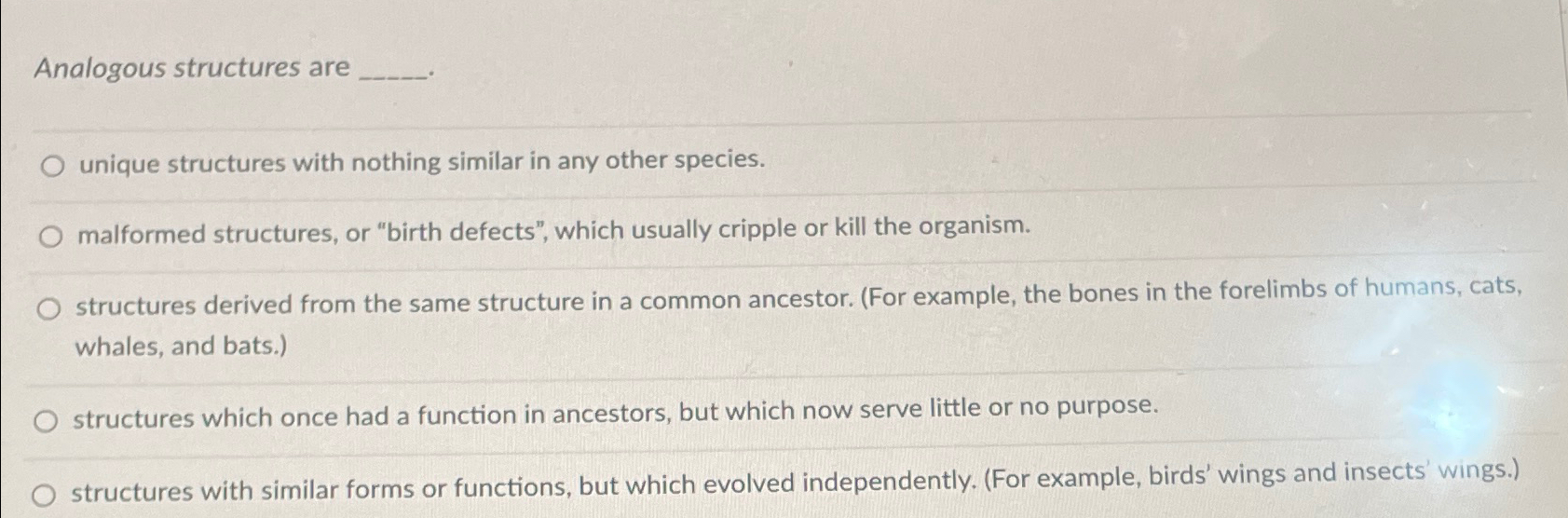 Solved Analogous structures areunique structures with | Chegg.com