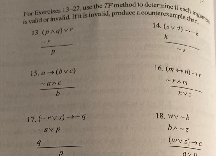Solved For Exercises 13-22, use the TF method to determine | Chegg.com