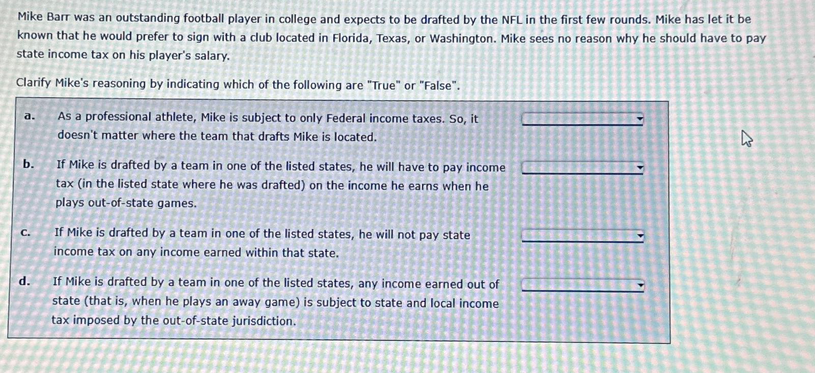 Solved Mike Barr was an outstanding football player in | Chegg.com