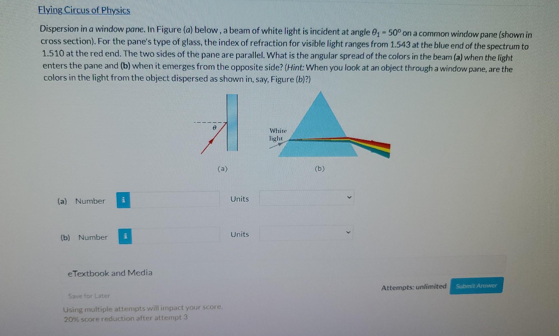 Dispersion in a window pane. In Figure (a) below, a | Chegg.com