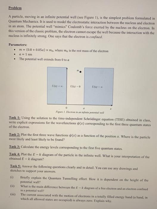 Solved A particle, moving in an infinite potential well (see | Chegg.com