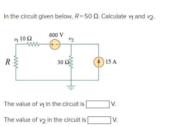 Solved In ﻿the circuit given below, R=50Ω. ﻿Calculate v1 | Chegg.com