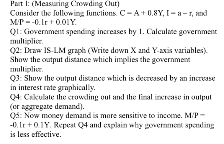 Solved by an EXPERT Part I: (Measuring Crowding Out)Consider the ...