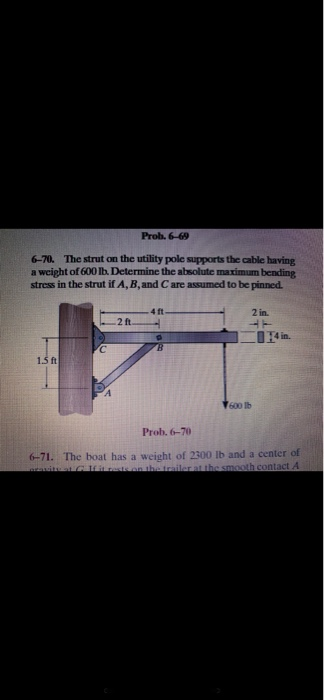 Solved 6-70. The strut on the utility pole supports the | Chegg.com