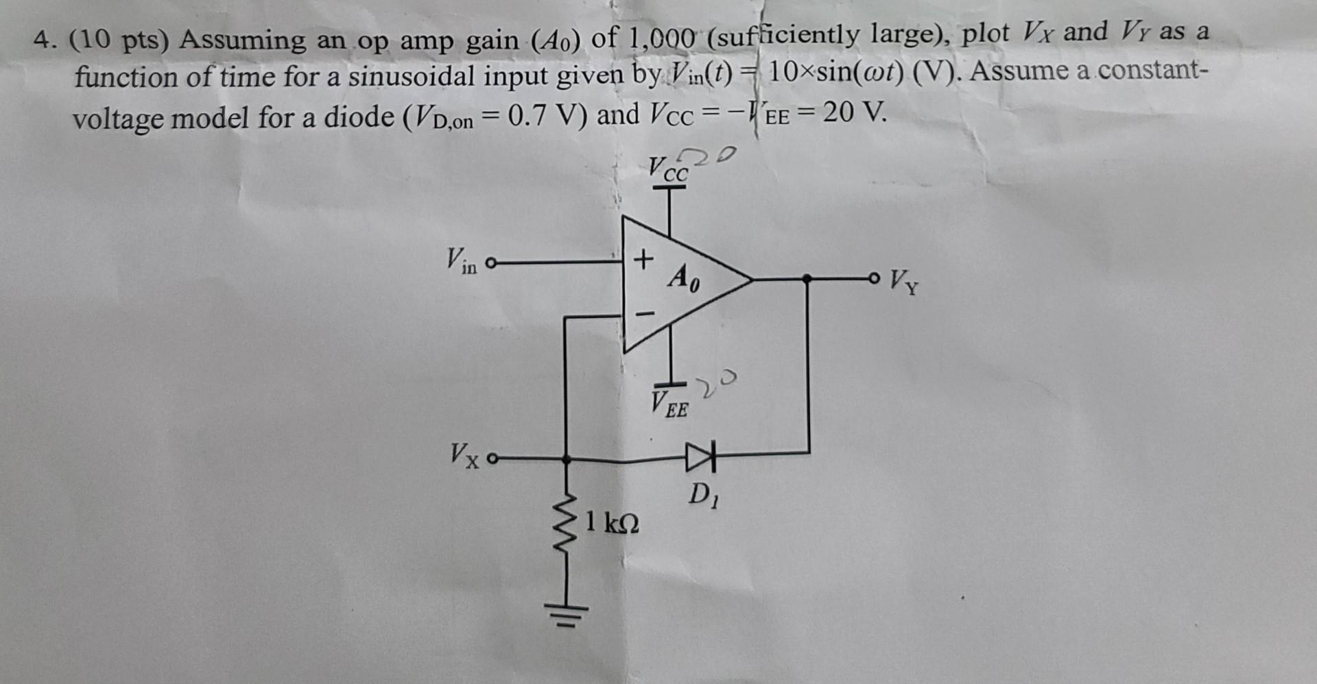 Solved 4. (10 pts) Assuming an op amp gain (A0) of 1,000 | Chegg.com