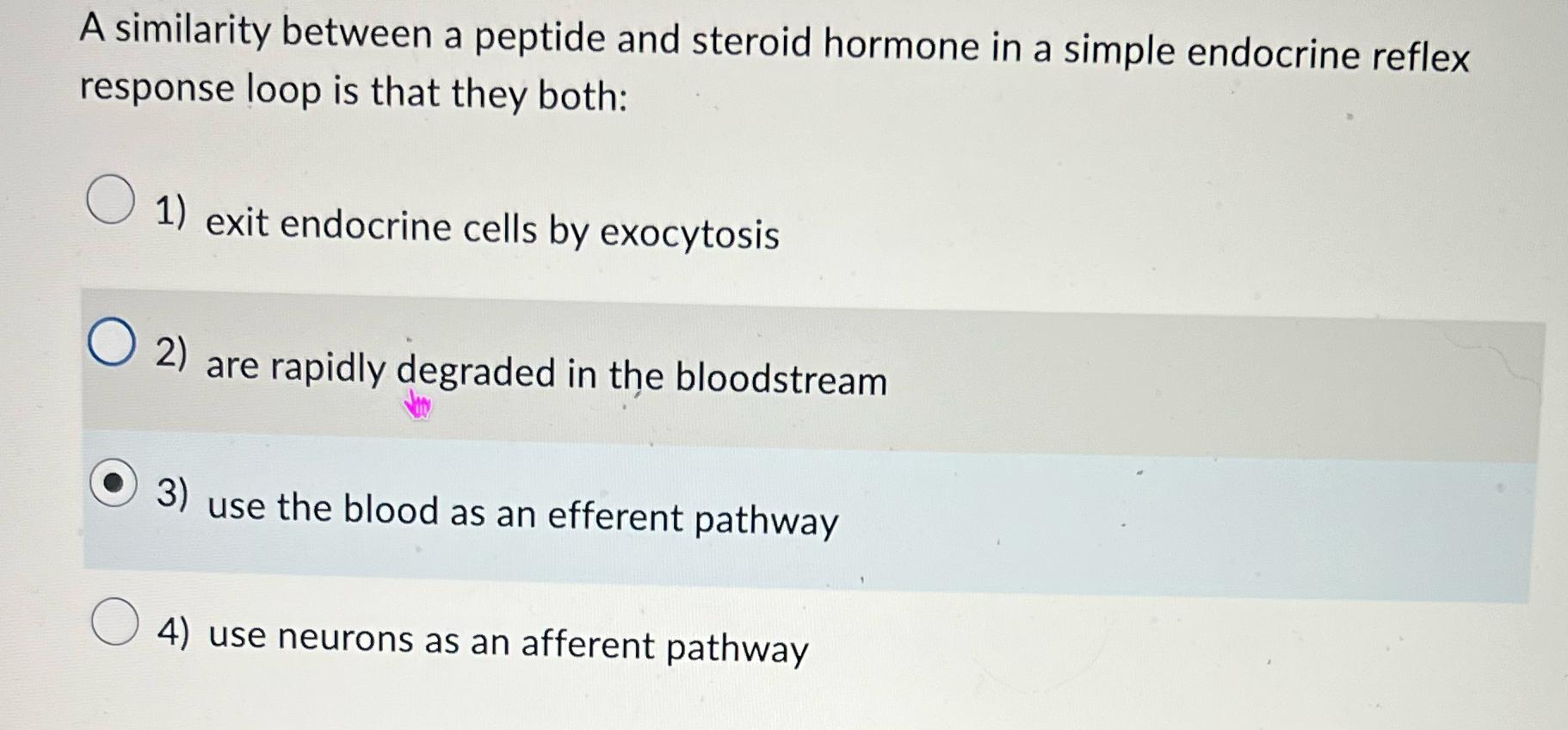 Solved A similarity between a peptide and steroid hormone in | Chegg.com