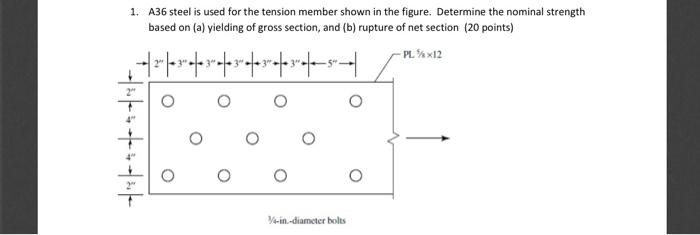 Solved 1. A36 steel is used for the tension member shown in | Chegg.com