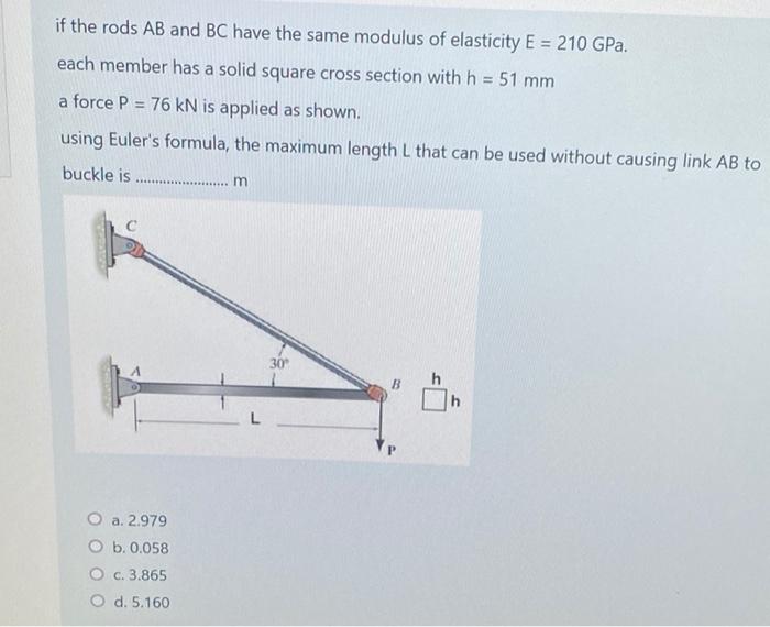 Solved if the rods AB and BC have the same modulus of | Chegg.com