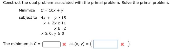 Solved Construct the dual problem associated with the primal | Chegg.com
