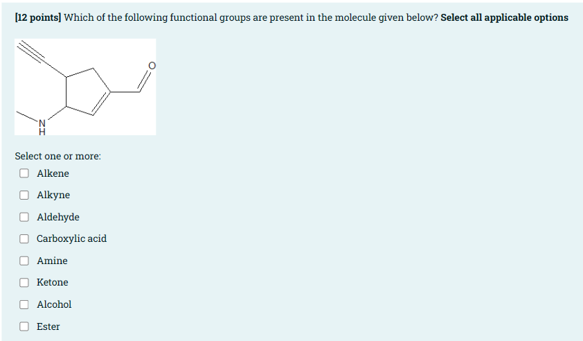 Solved [12 ﻿points] ﻿Which of the following functional | Chegg.com