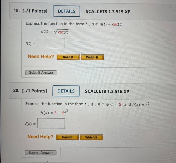 Solved Find each of the following functions. | Chegg.com
