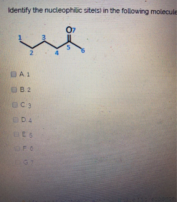 Solved Identify the nucleophilic site(s) in the following | Chegg.com